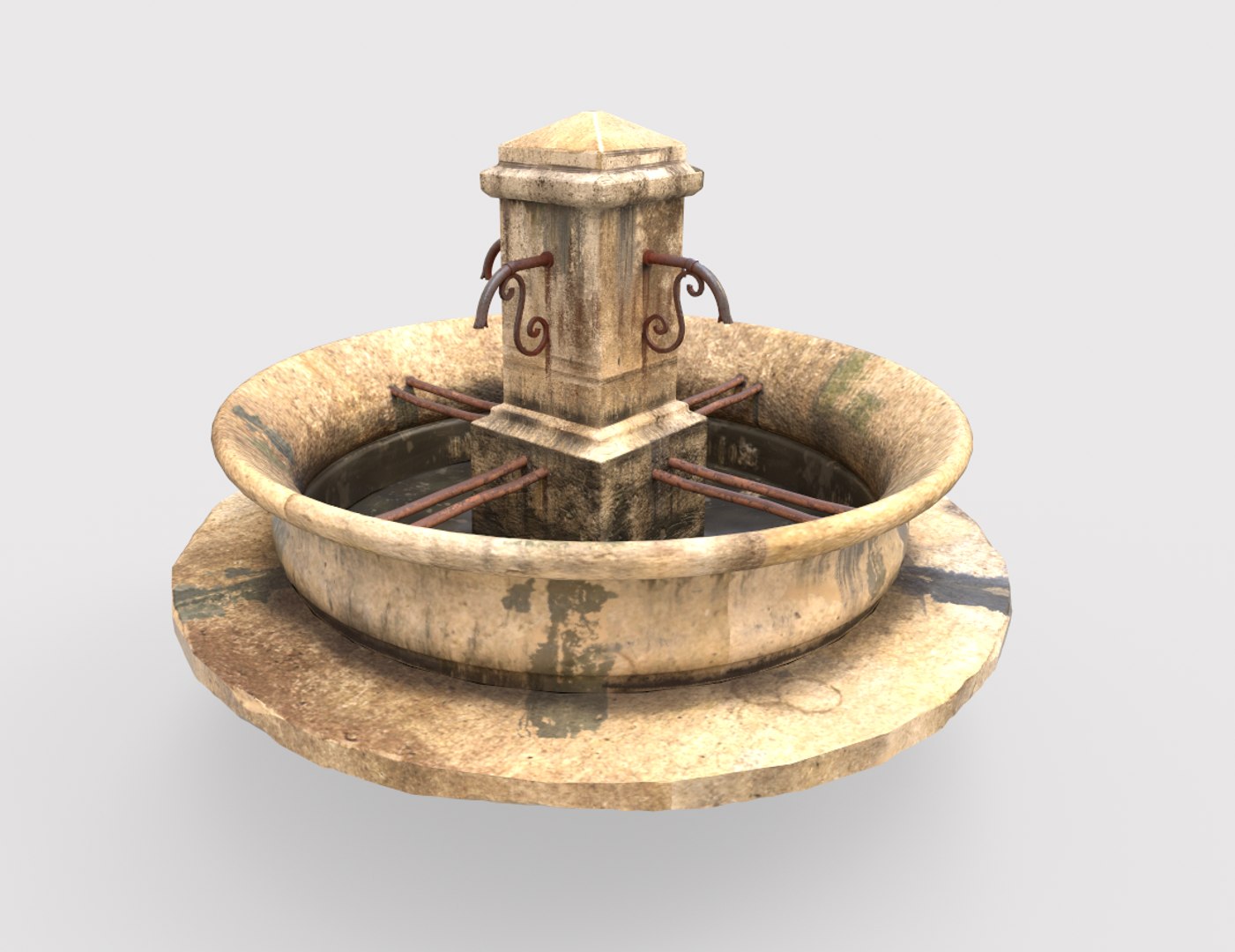 3D Model Stone Public Fountain - TurboSquid 1731987