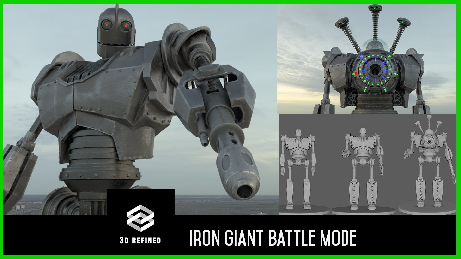 3D Iron Giant- Battle Mode- Transform- Lowpoly - Gameready Model ...