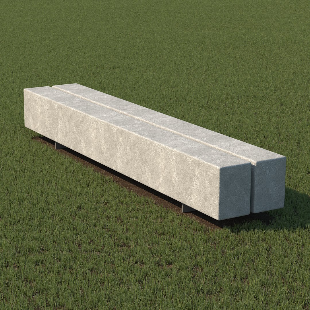 Free Modern Stone Bench 3d Model