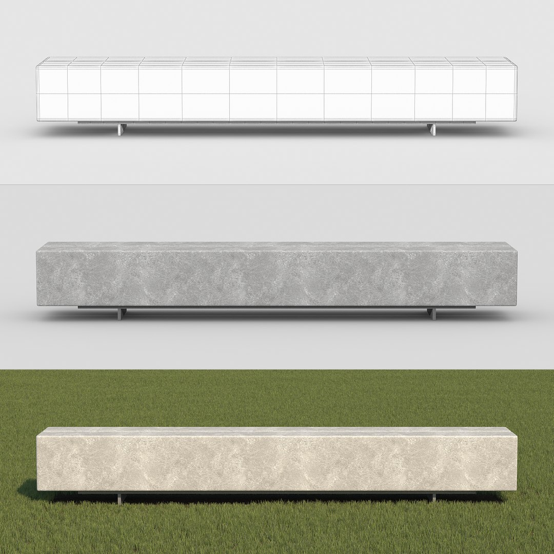 Free Modern Stone Bench 3d Model