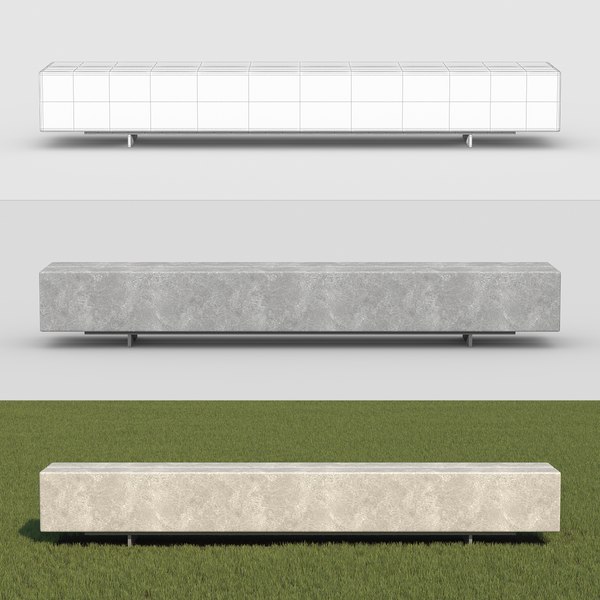 free modern stone bench 3d model