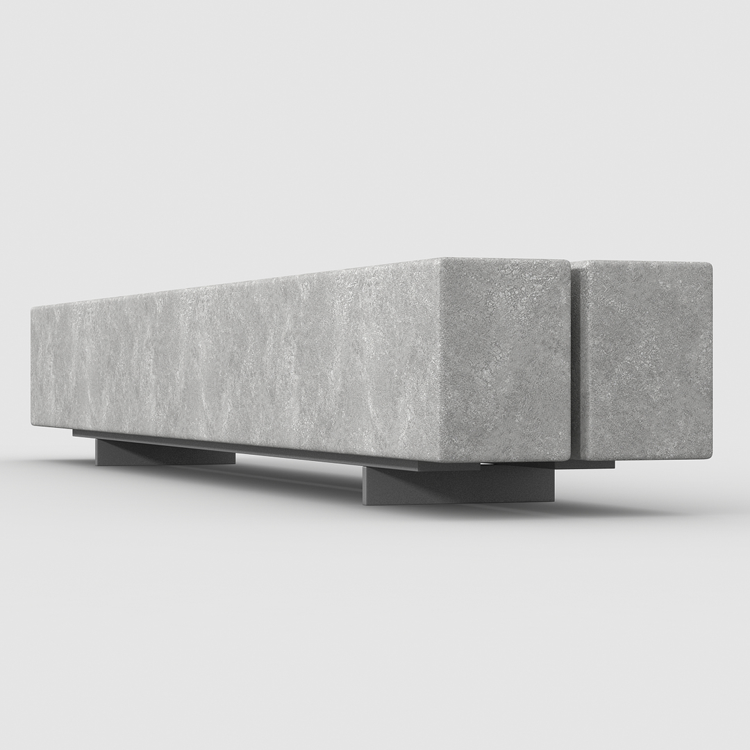 free modern stone bench 3d model
