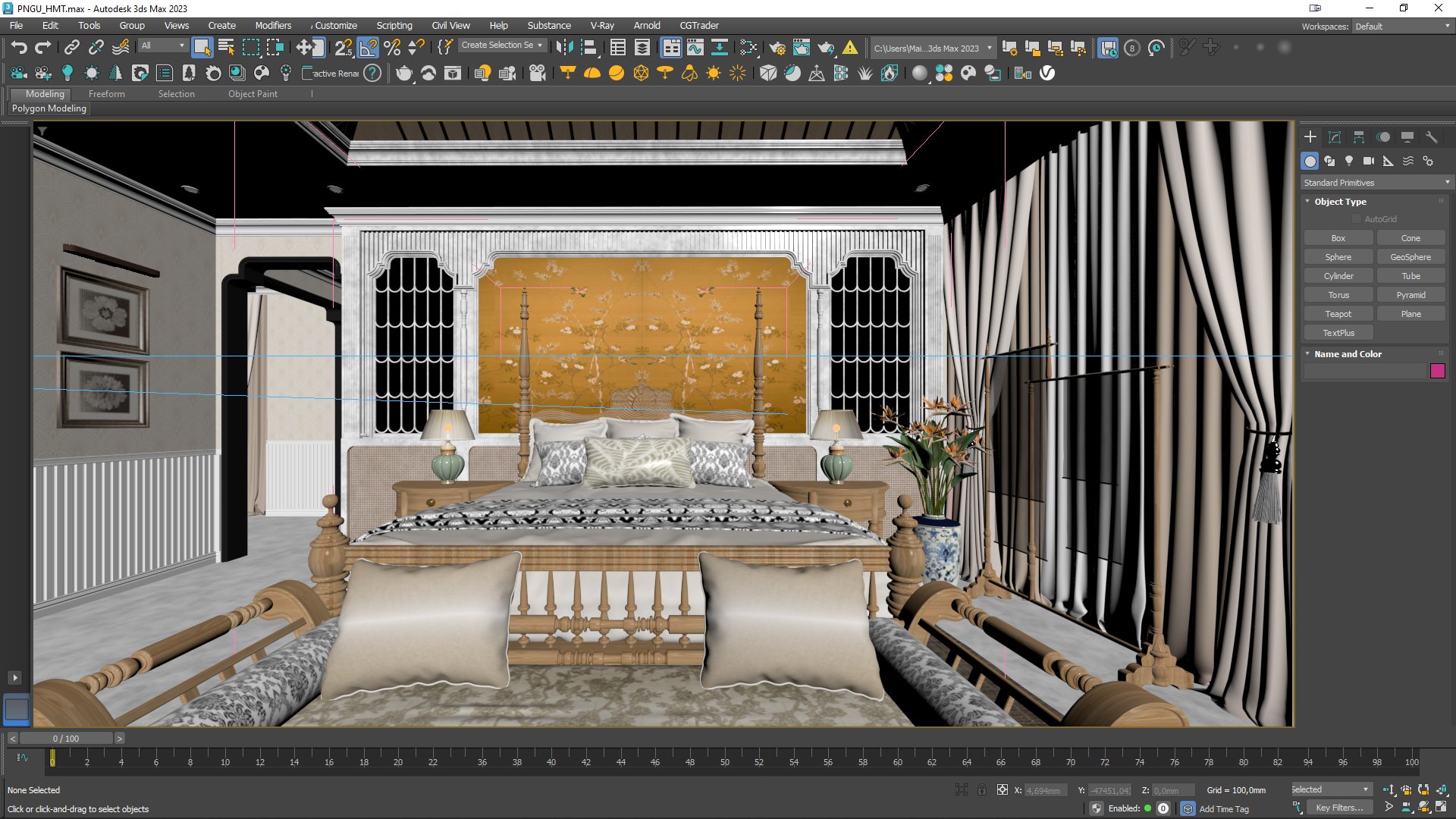 Master Bedroom - 373 Indochine Villa - SuperCAT - MAX FBX OBJ SKP DEA Simlab 3D Model ...