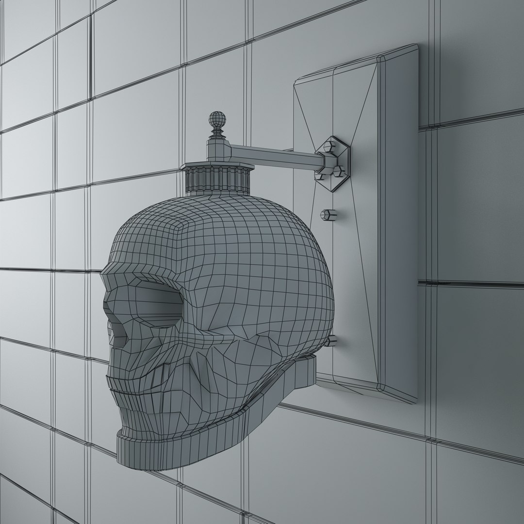 3d skull wall sconce - model