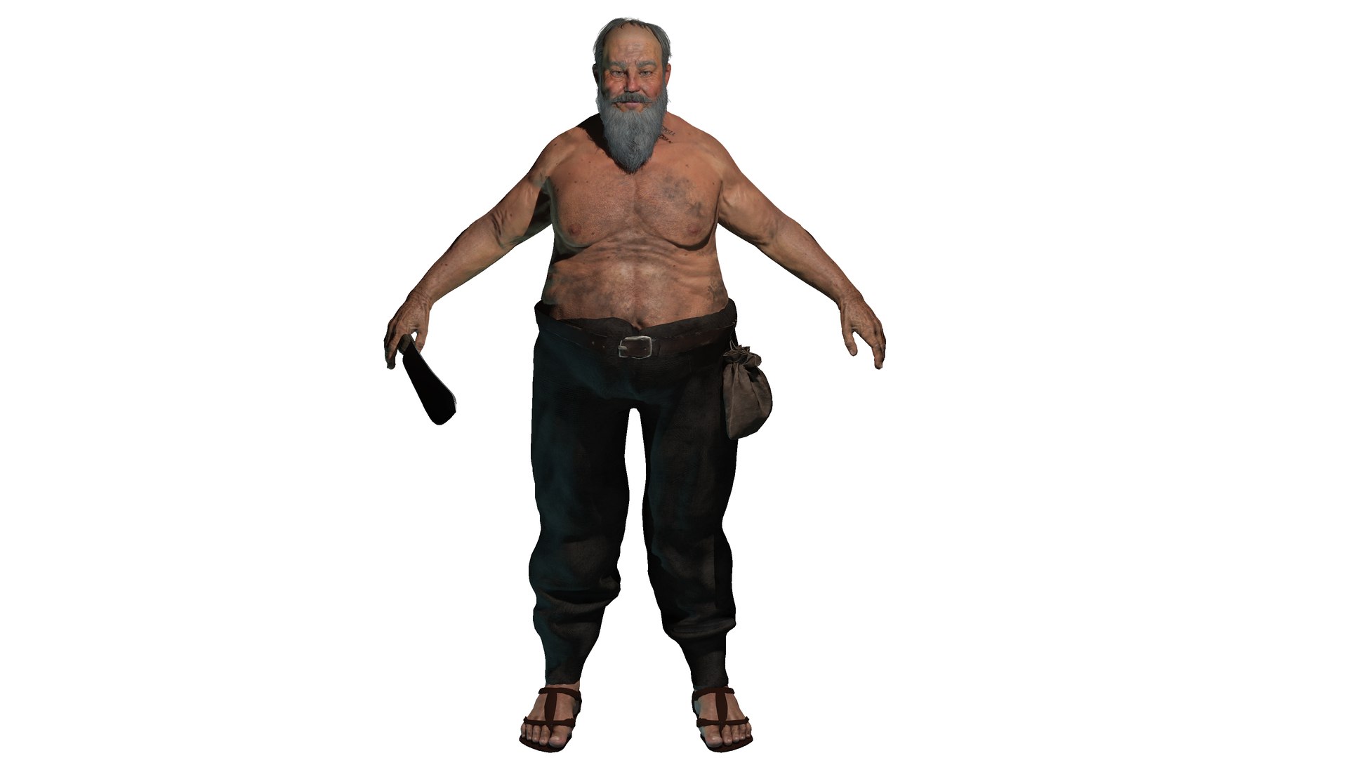 AAA 3D REALISTIC CHARACTER - FANTASY MEDIEVAL OLD MAN BUTCHER 3D Model ...