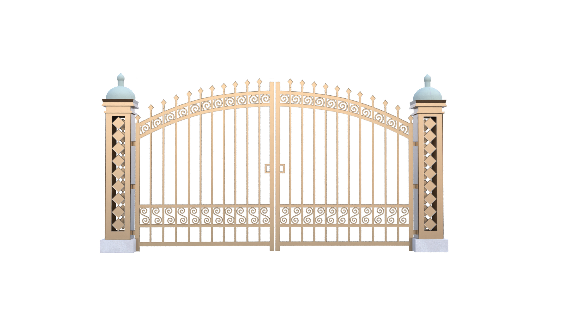 3D Ornamental Wrought Iron Entrance Gate With Pillars 3D Model ...