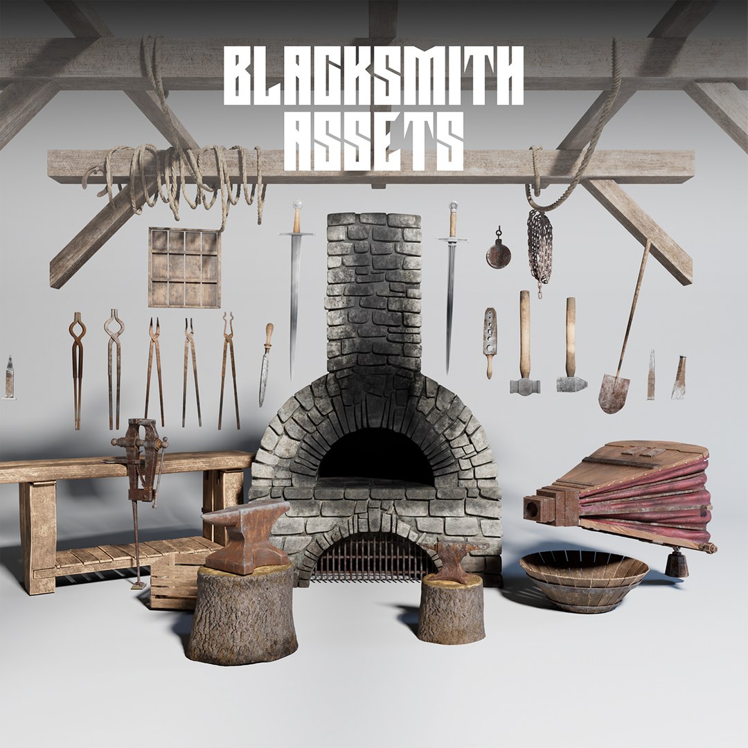 3D Medieval Blacksmith Equipment Model - TurboSquid 2087155
