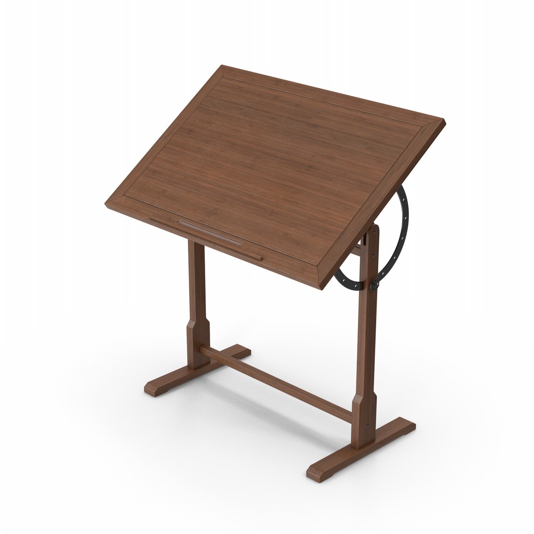 3D Model Draft Table Dark Wood - TurboSquid 2147554