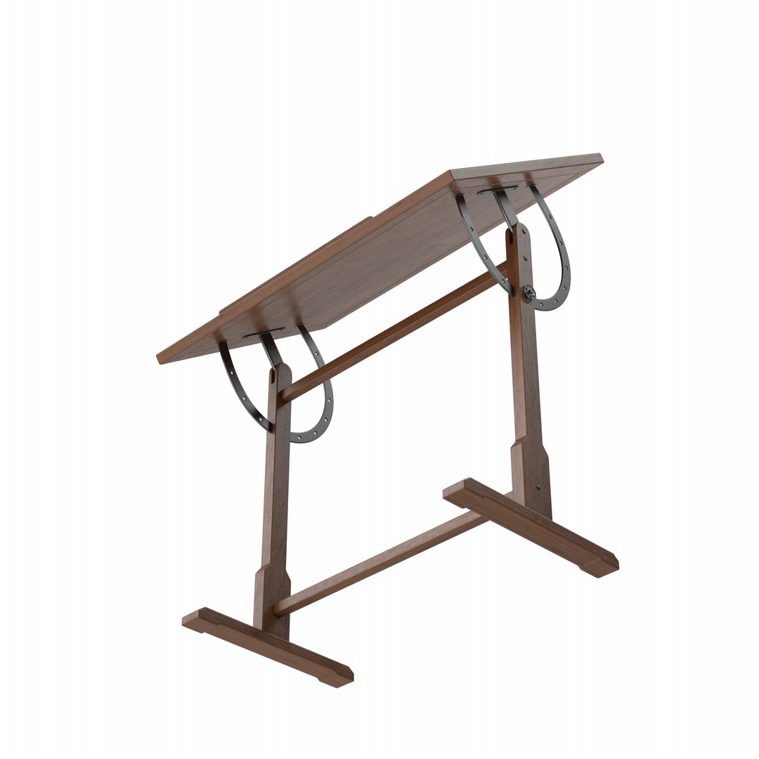 3D Model Draft Table Dark Wood - TurboSquid 2147554