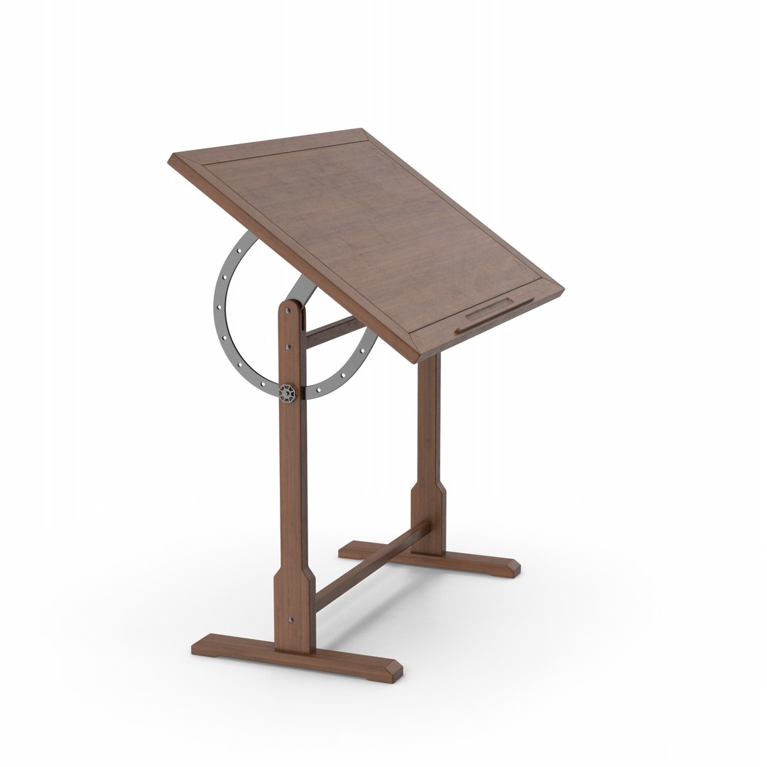 3D Model Draft Table Dark Wood - TurboSquid 2147554