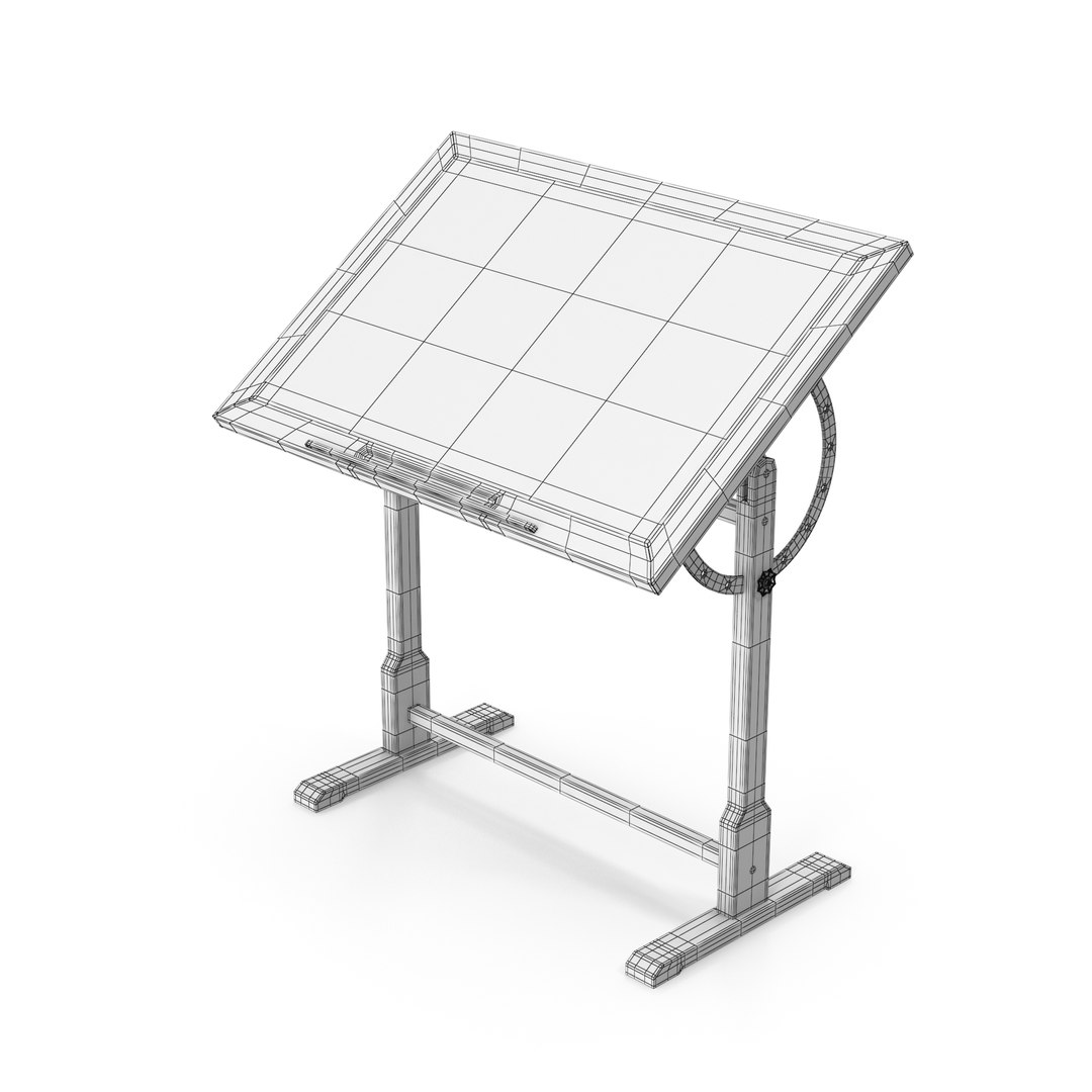 3D Model Draft Table Dark Wood - TurboSquid 2147554