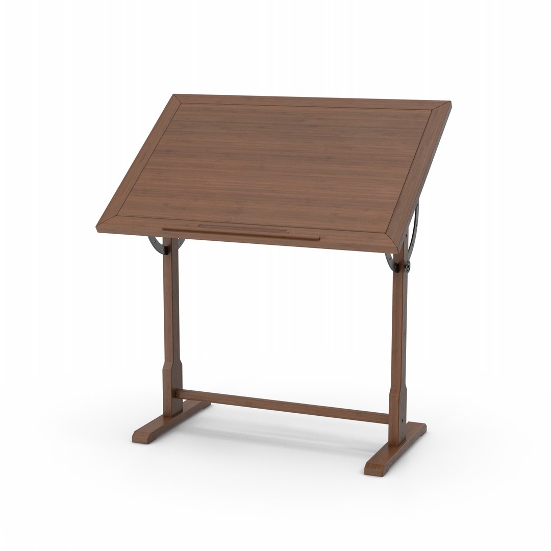 3D Model Draft Table Dark Wood - TurboSquid 2147554