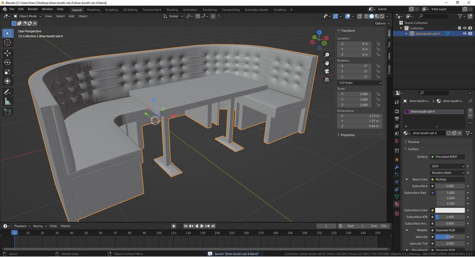 3D Diner Booth Set 4 Model - TurboSquid 1940932