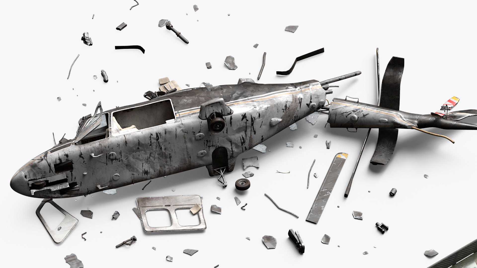 Military Tow Truck Load Crashed Helicopter Debris 3D Model - TurboSquid 2335697