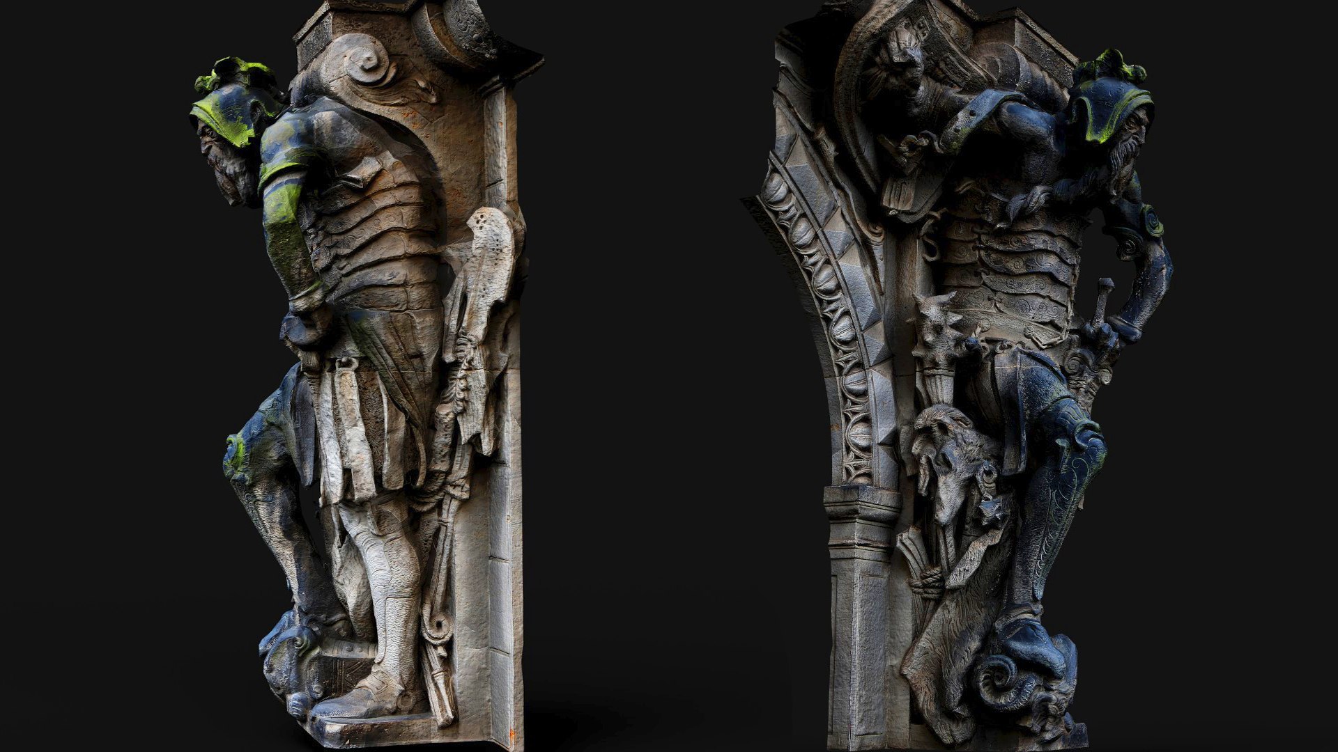 Sculpture Fantasy Figure Arch Pillar PBR Photogrammetry 3D Model ...