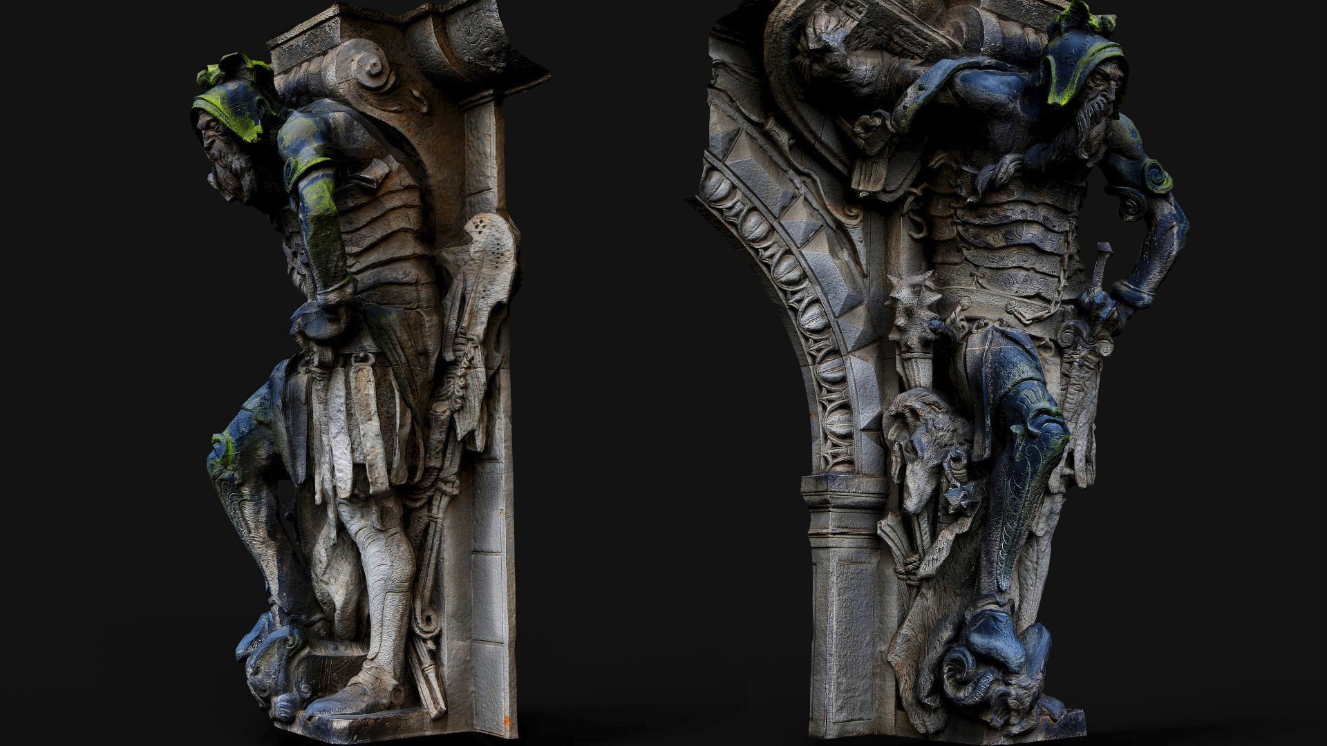 Sculpture Fantasy Figure Arch Pillar PBR Photogrammetry 3D Model ...