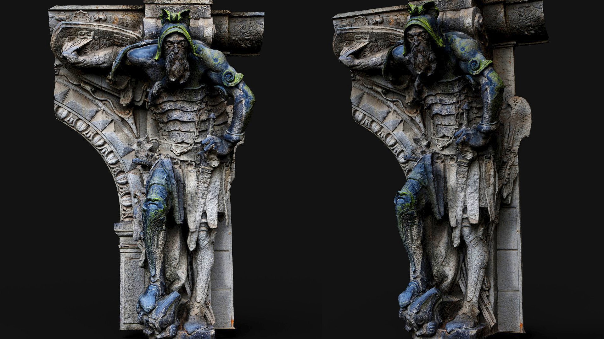 Sculpture Fantasy Figure Arch Pillar PBR Photogrammetry 3D Model ...