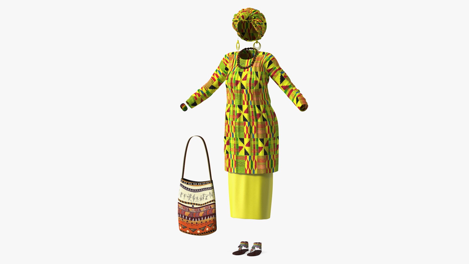 3D African Women Traditional Clothes Set - TurboSquid 1999846