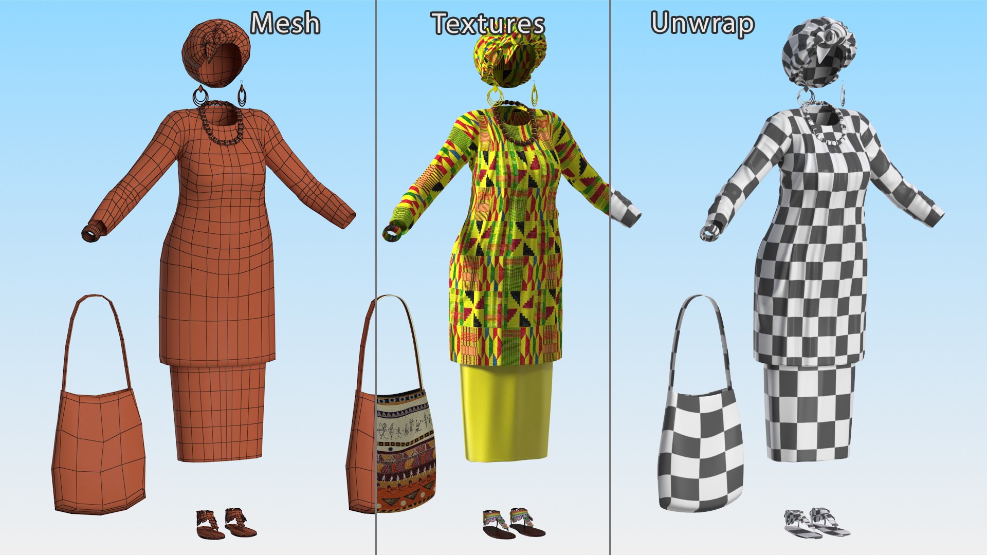 3D African Women Traditional Clothes Set - TurboSquid 1999846