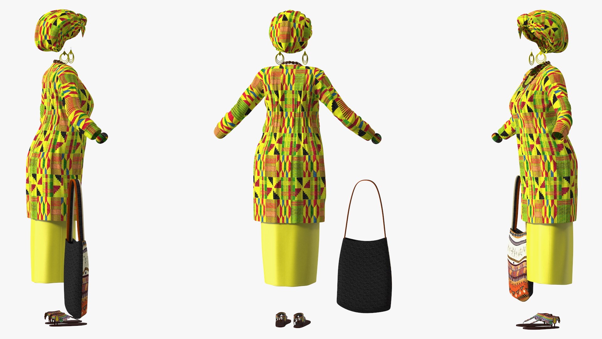 3D African Women Traditional Clothes Set - TurboSquid 1999846