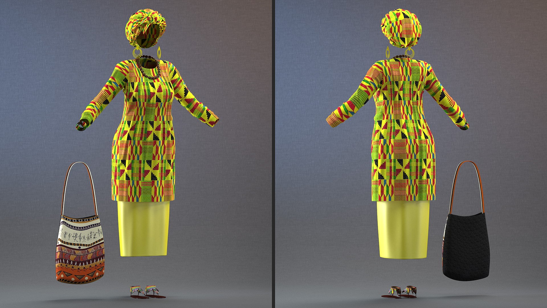 3D African Women Traditional Clothes Set - TurboSquid 1999846