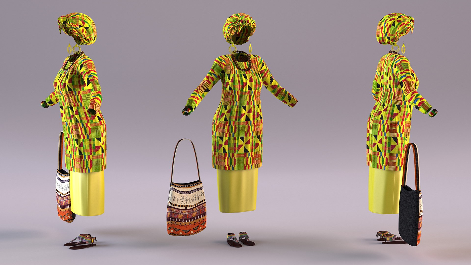 3D African Women Traditional Clothes Set - TurboSquid 1999846