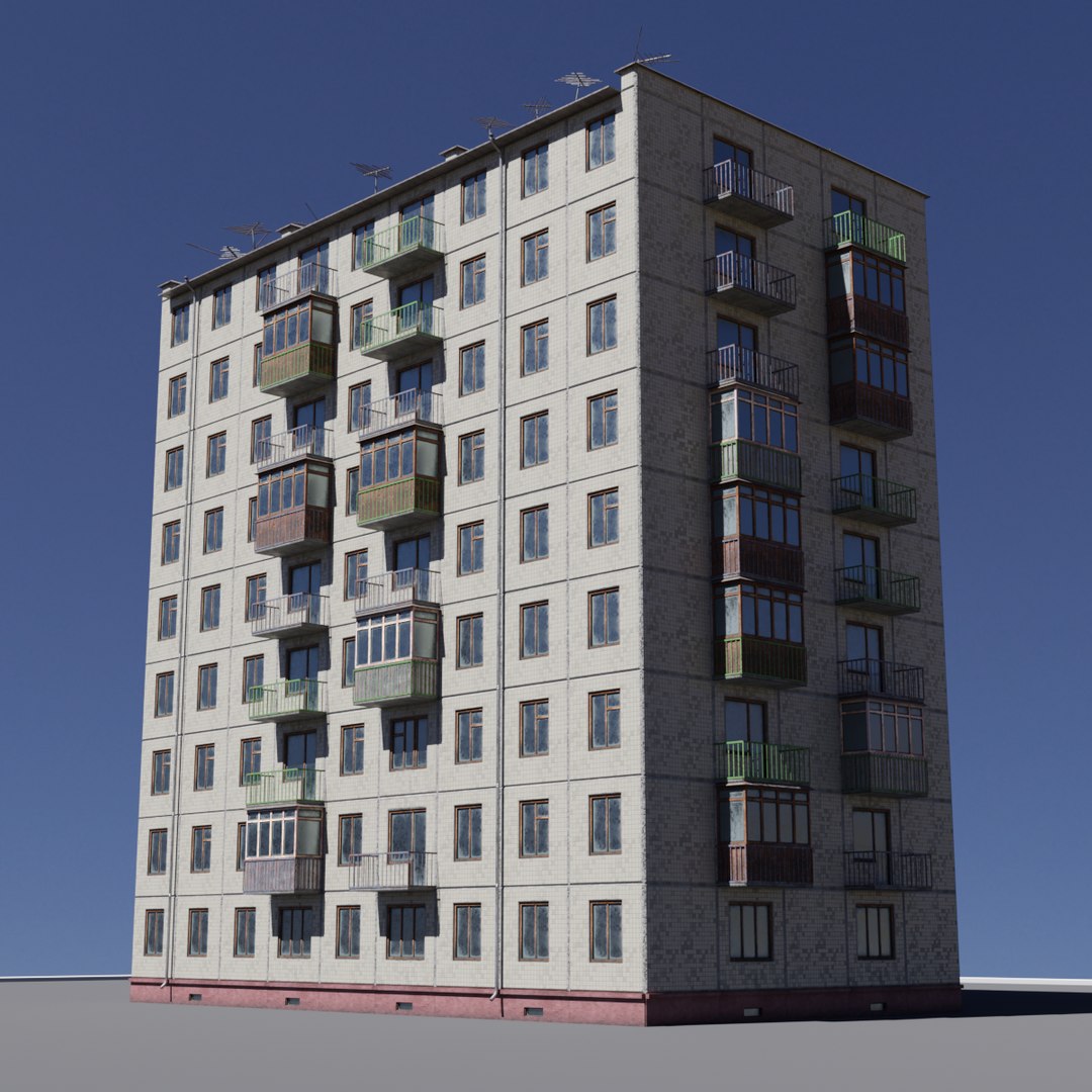 Modular Soviet Panel Apartment House model - TurboSquid 1771046