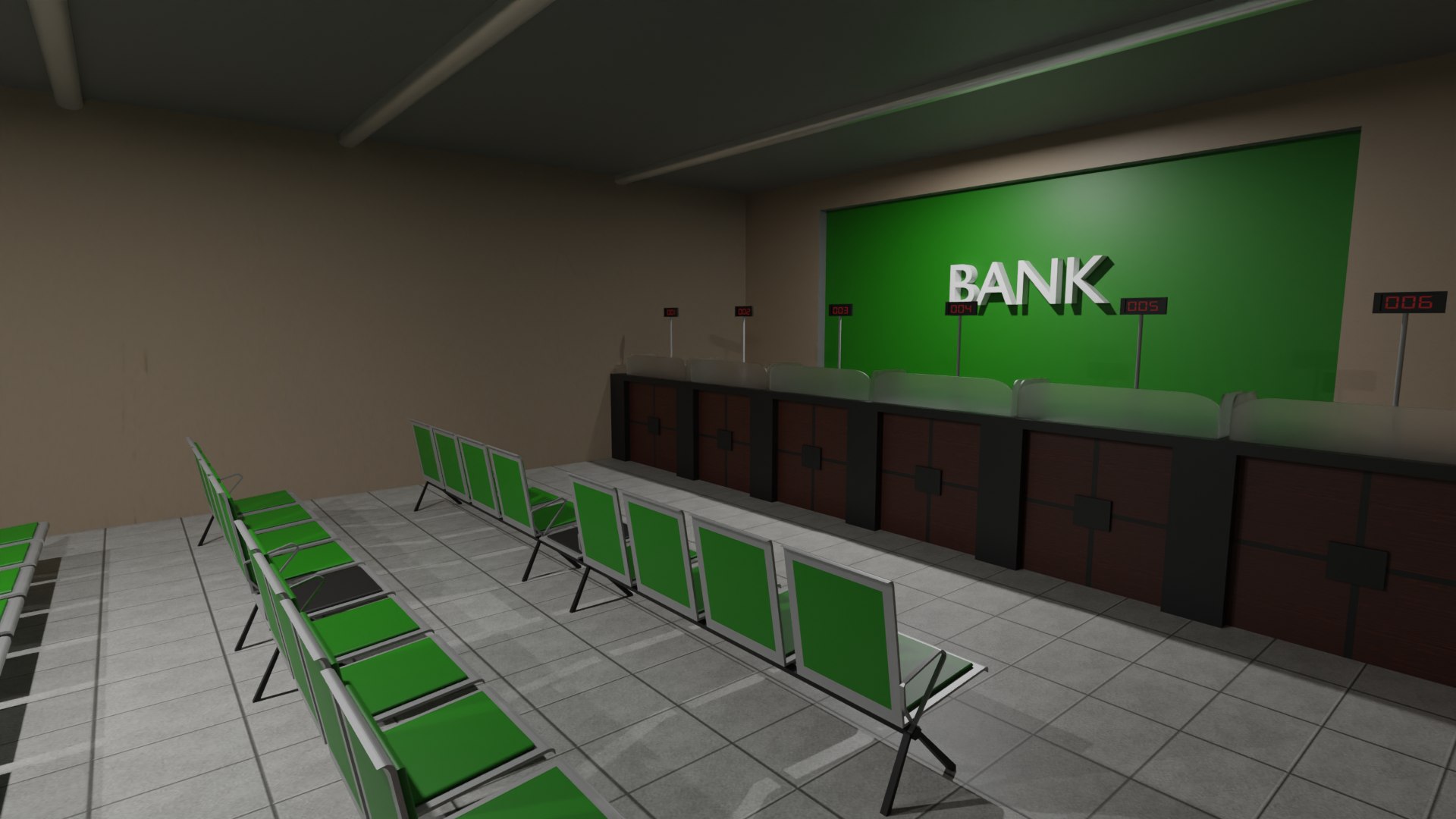 3D Bank Interior model - TurboSquid 1923605
