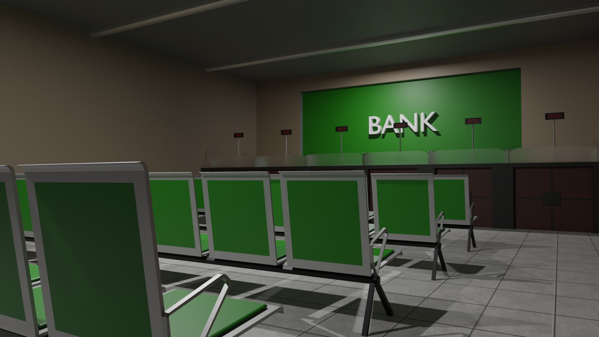 3D Bank Interior model - TurboSquid 1923605