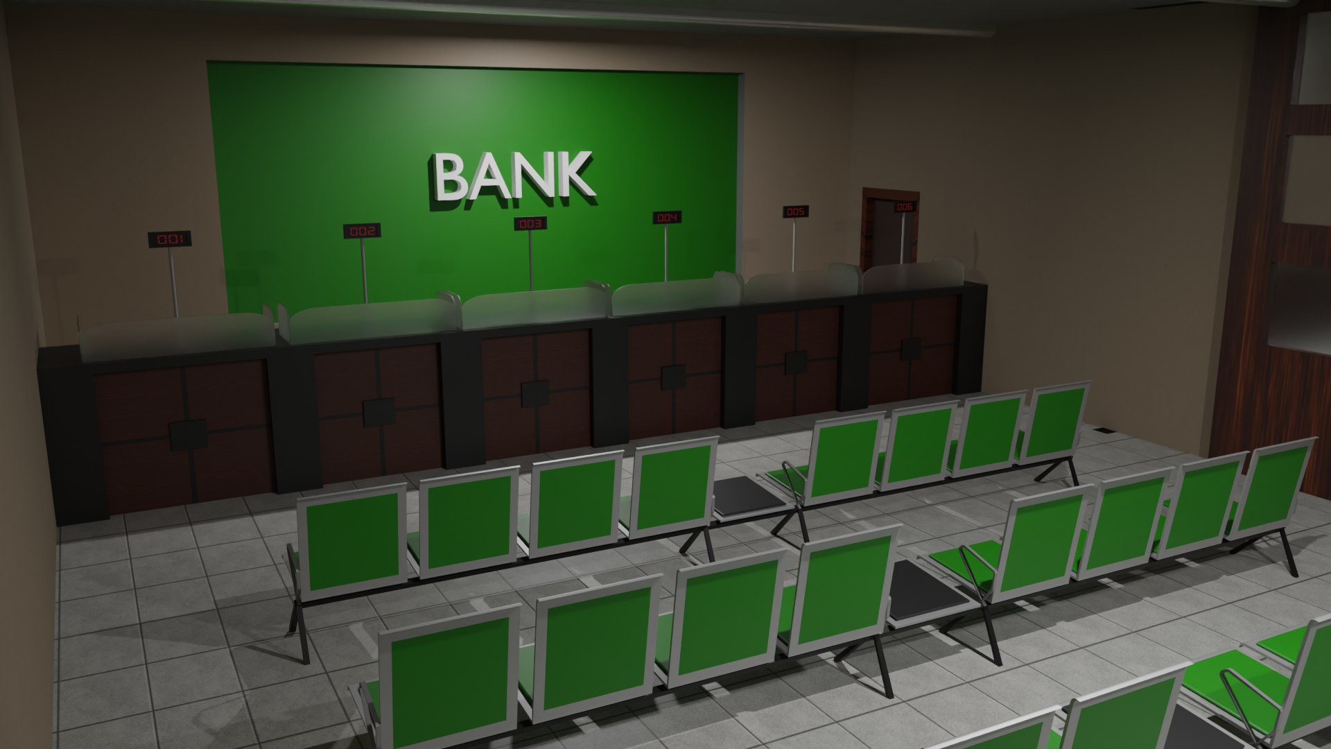 3D Bank Interior model - TurboSquid 1923605