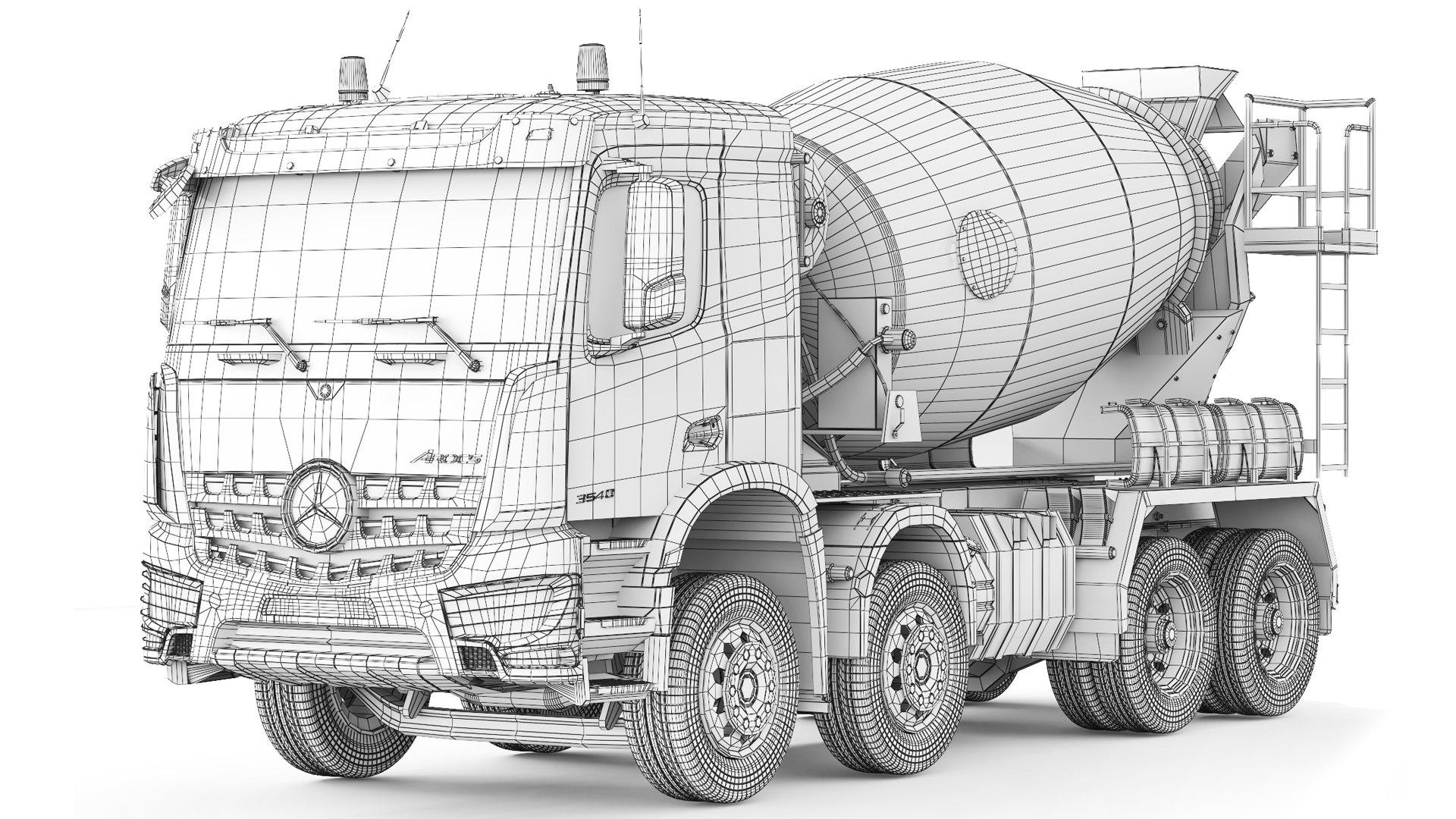 3D Mercedes-Benz Arocs 3540 Concrete Mixer 2022 Model - TurboSquid 2086788