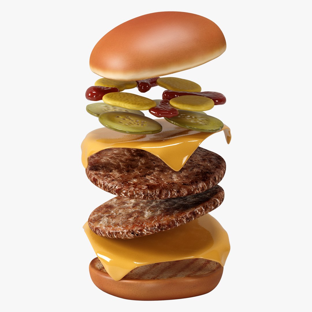 3D Model Double Cheeseburger - TurboSquid 2350041