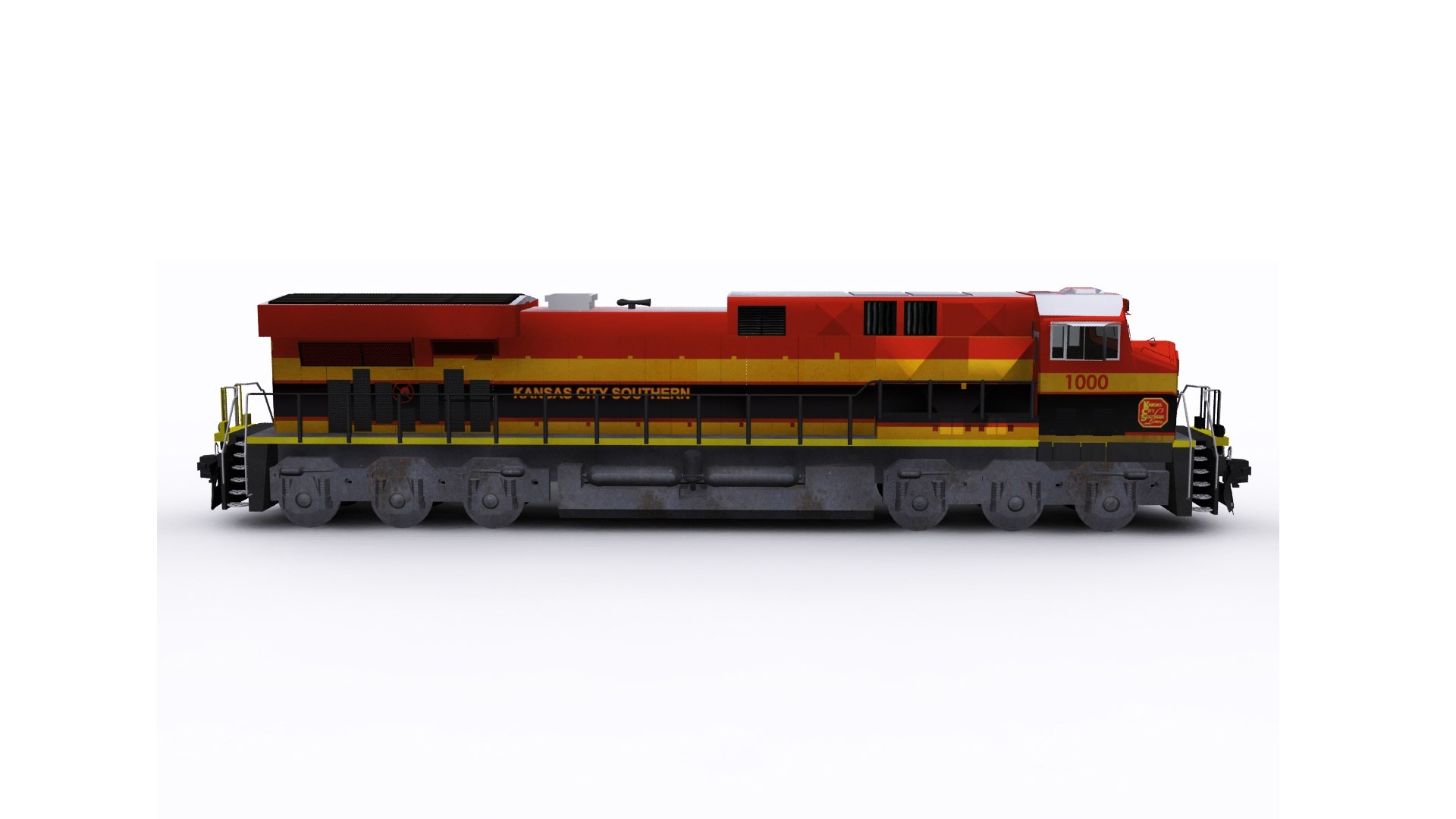 3D GE Locomotive KCS With Cargo Carriages - TurboSquid 1850633