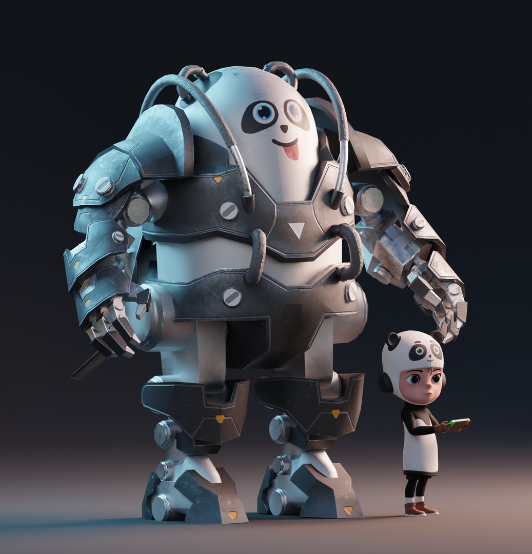Robot Panda And Panda Kid Character 3D Model - TurboSquid 2144222