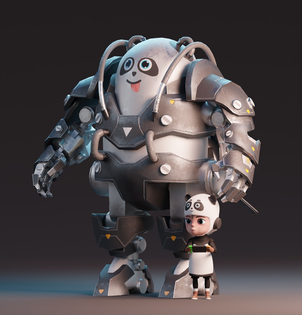Robot Panda And Panda Kid Character 3D Model - TurboSquid 2144222