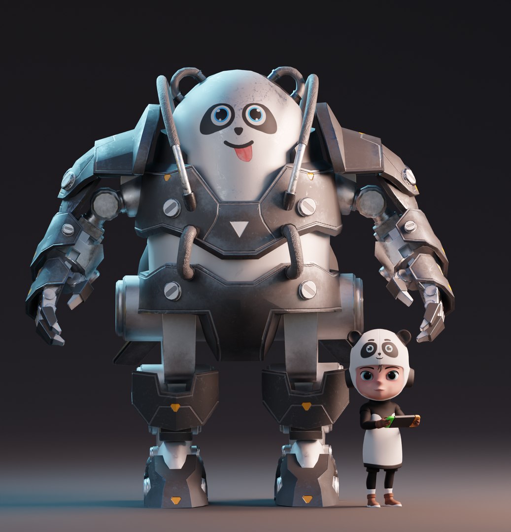 Robot Panda And Panda Kid Character 3D Model - TurboSquid 2144222