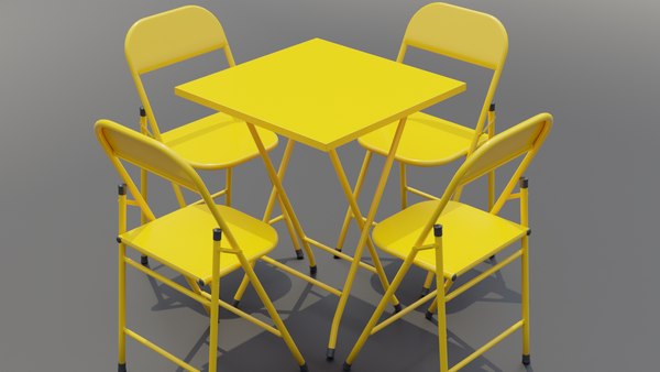 Folding Chair and Table 3D model - TurboSquid 1859636