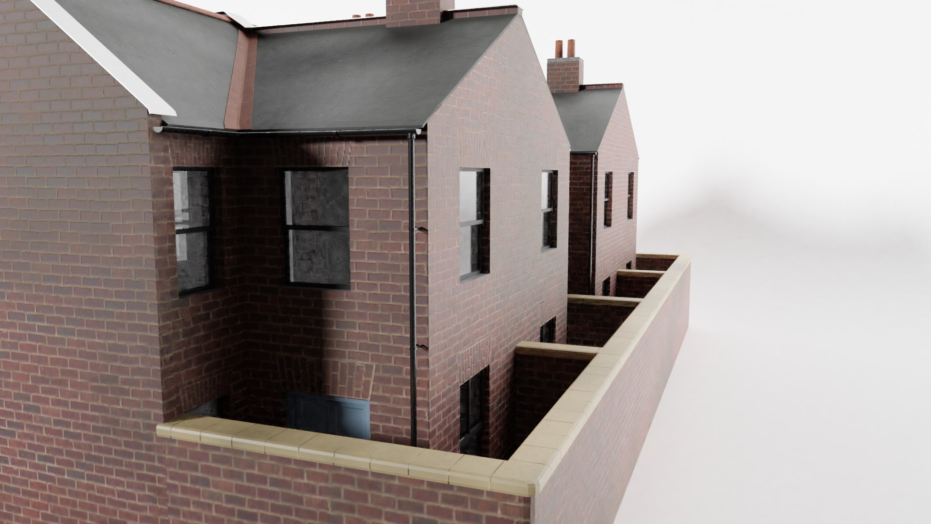 Row Of Victorian Houses Model - TurboSquid 2041101