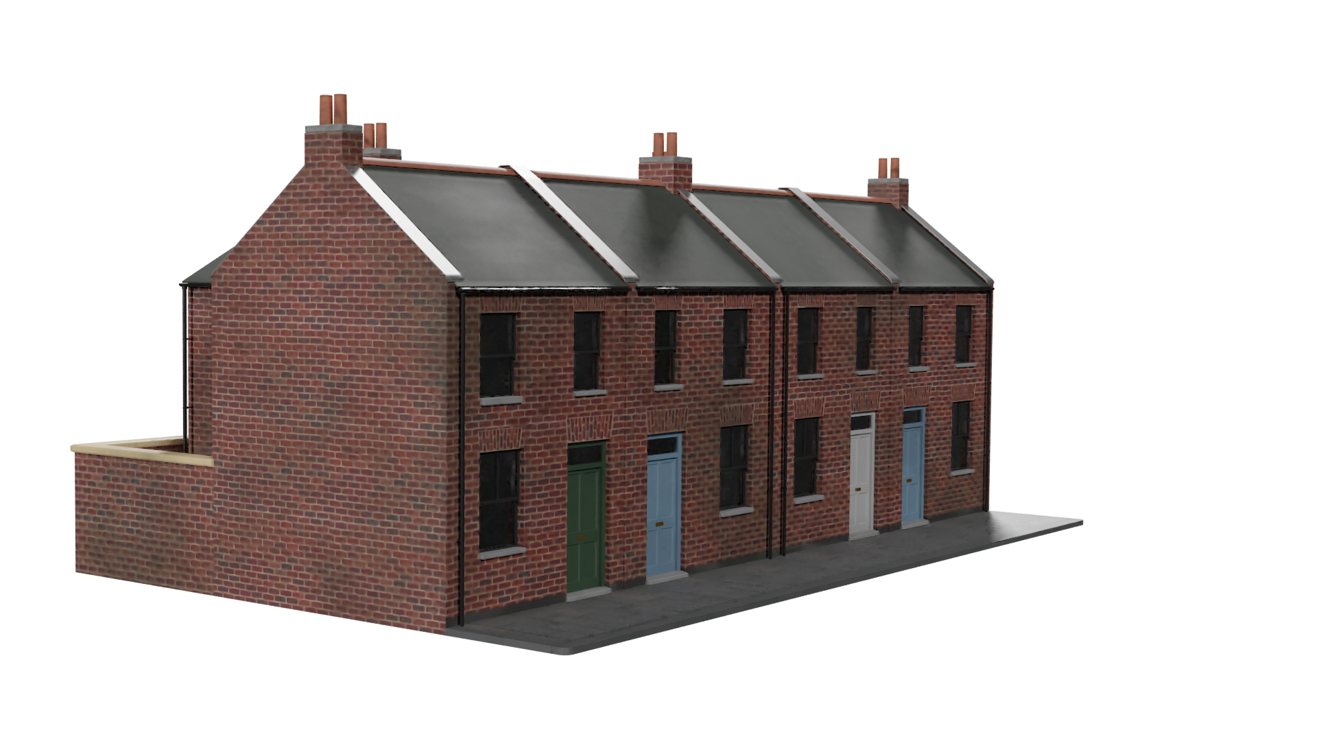 Row Of Victorian Houses Model - TurboSquid 2041101