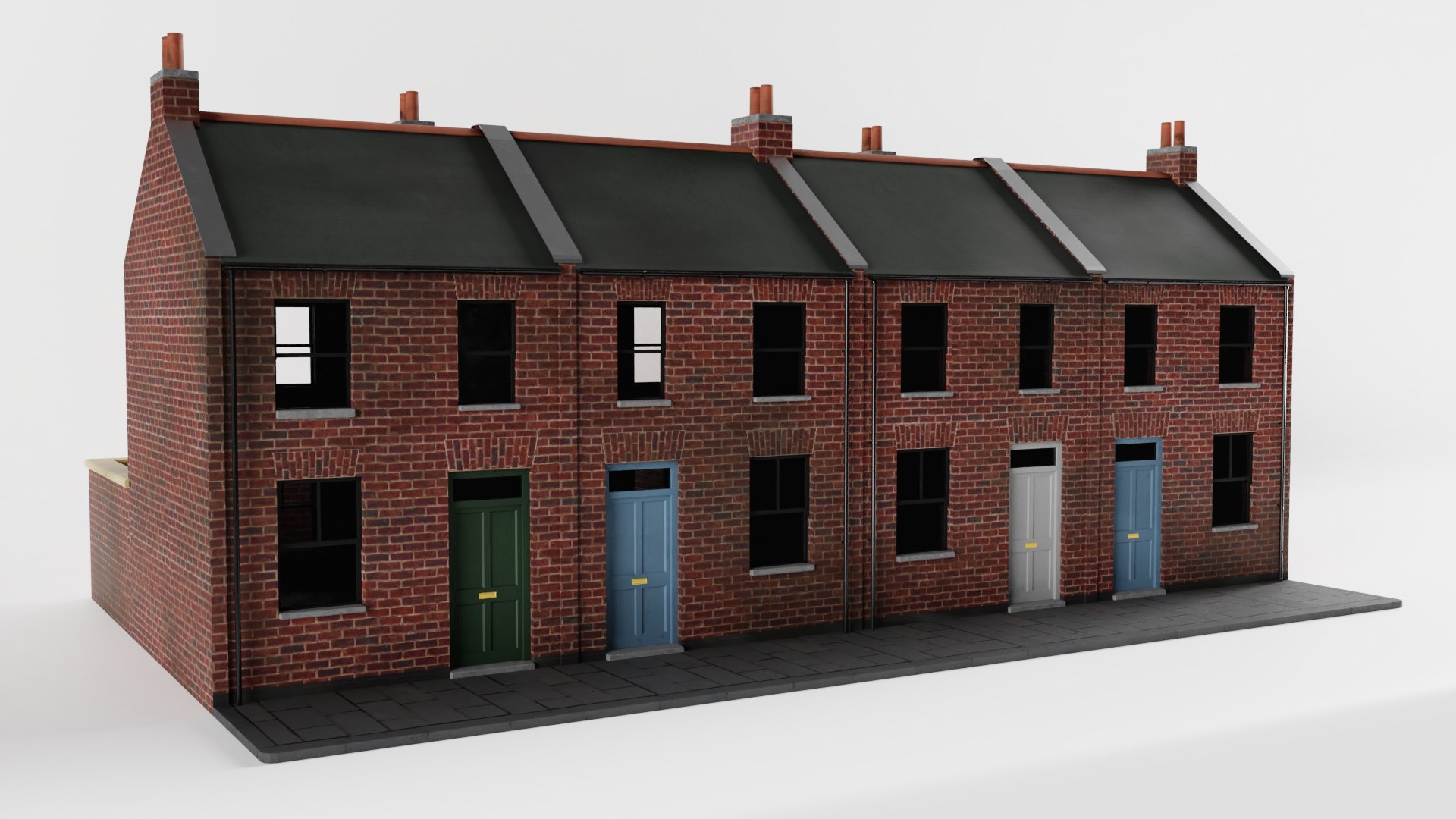 Row Of Victorian Houses Model - TurboSquid 2041101