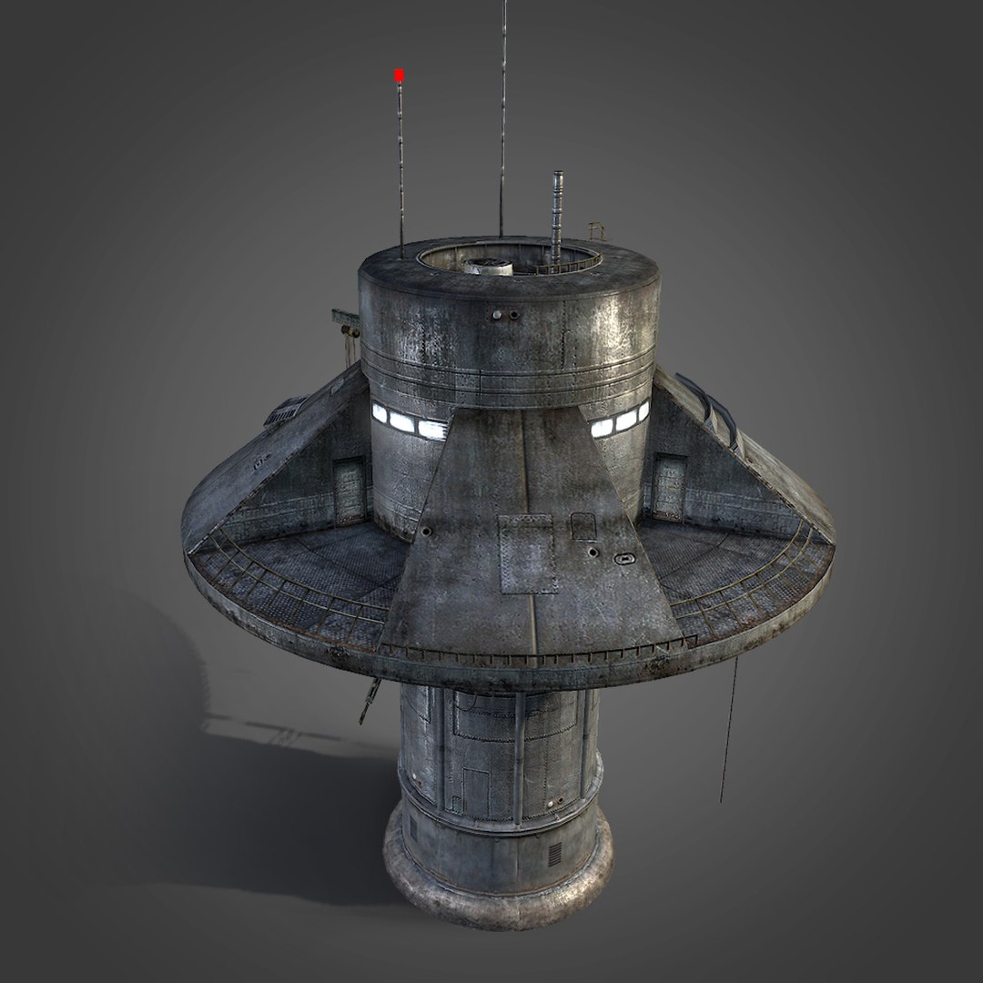 Low-poly Sci-fi Tower 3d Model