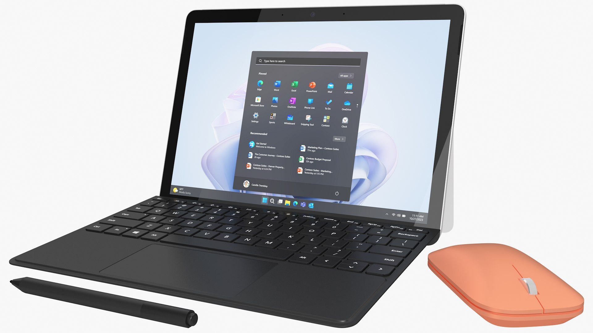 3D model Microsoft Surface Go 4 with Type Covers Mouse Pen All Colors ...