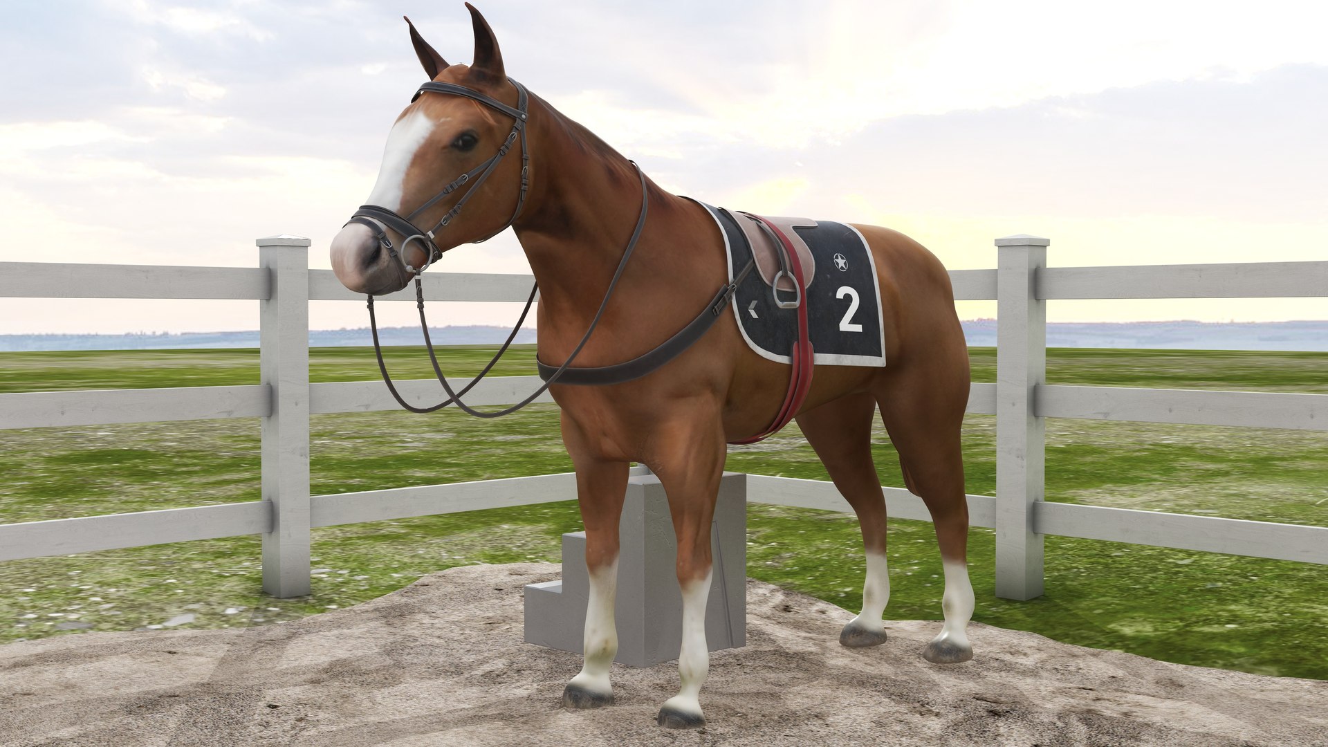 Horse Track And Riding Arena With Horses 3D Model - TurboSquid 2268199