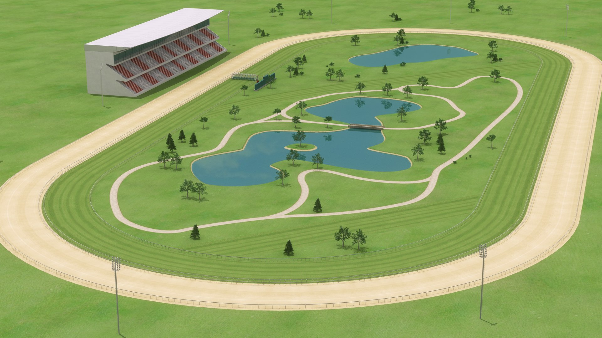 Horse Track And Riding Arena With Horses 3D Model - TurboSquid 2268199