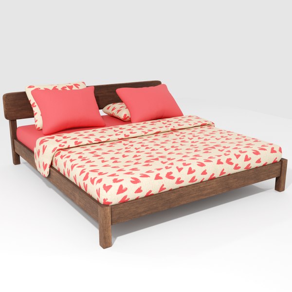 modelo 3d Cama doble Low-Poly PBR modelo 3d - TurboSquid 2257086