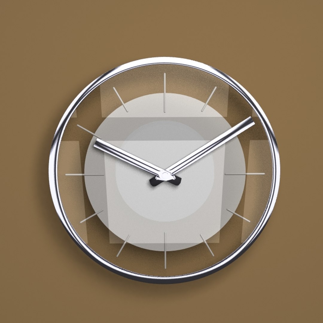 3d Model Of Designer Glass Metal Wall Clock