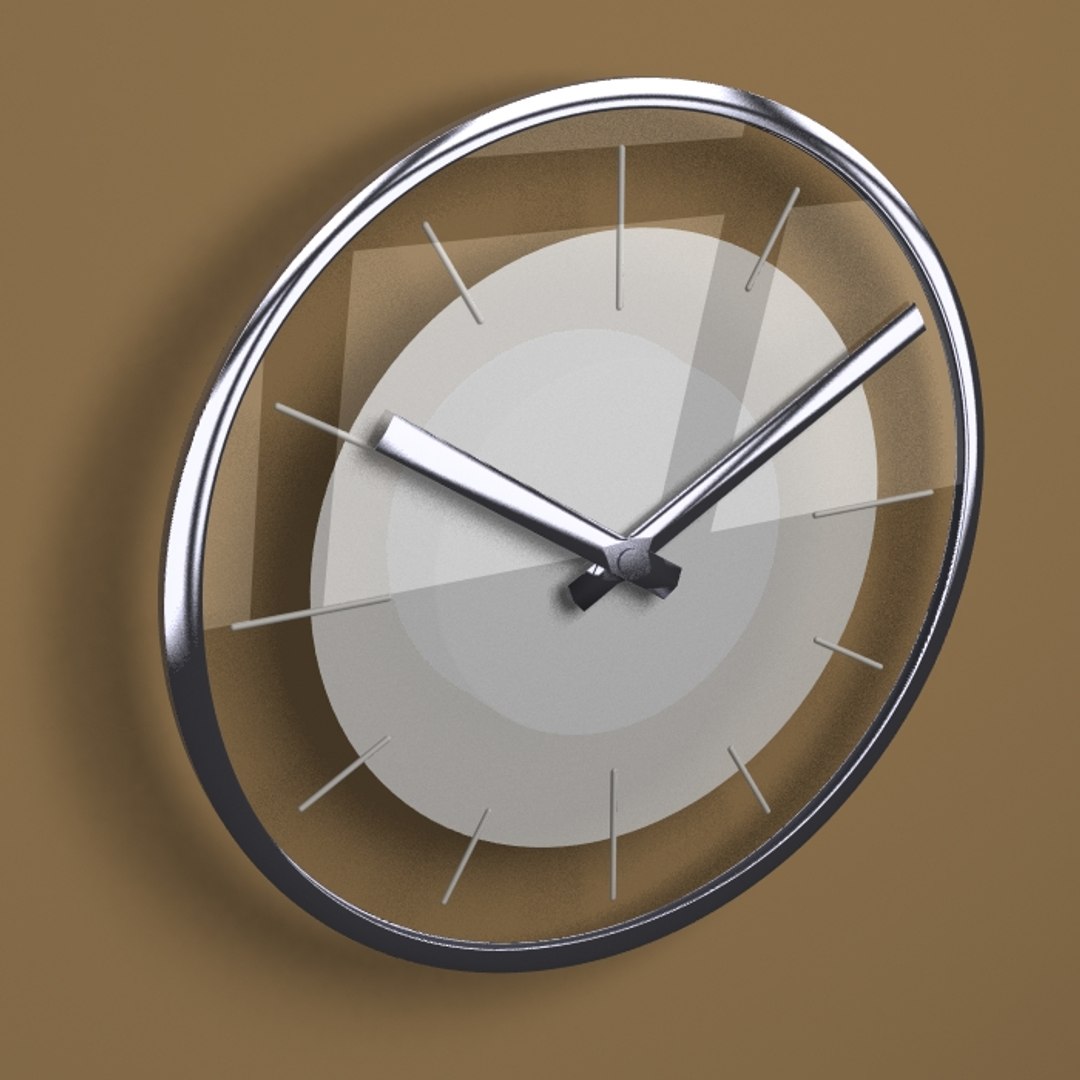 3d Model Of Designer Glass Metal Wall Clock