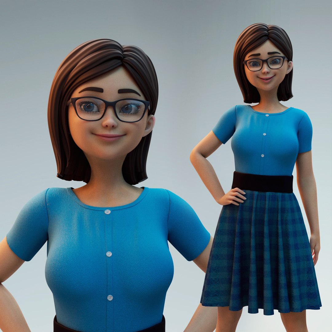 Cartoon Girl 3D - TurboSquid 2249049