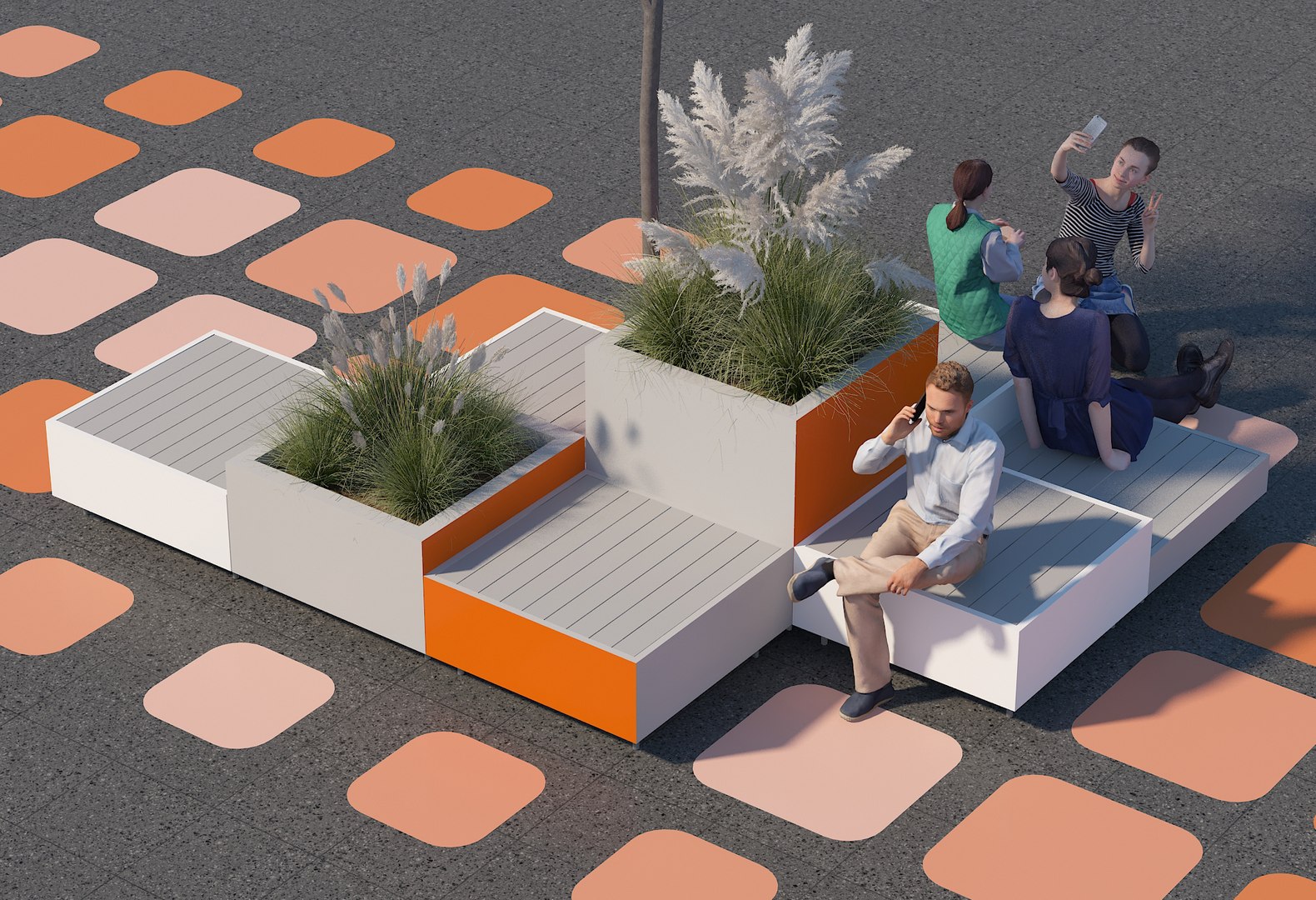 Flower ware modern outdoor landscape bench plant trough model ...