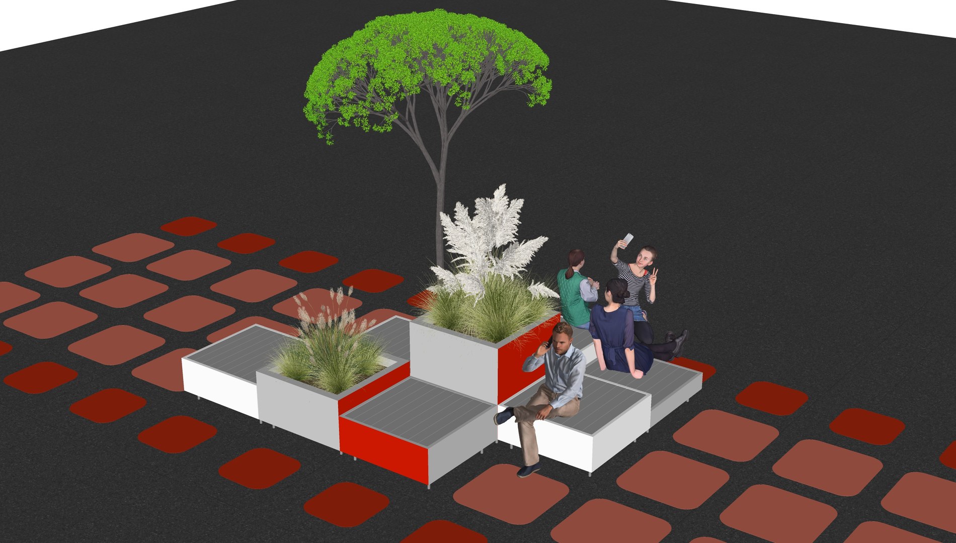 Flower ware modern outdoor landscape bench plant trough model ...